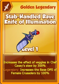 Stab-Handled Rave Knife of Illumination (Golden Legendary) | Crusaders ...