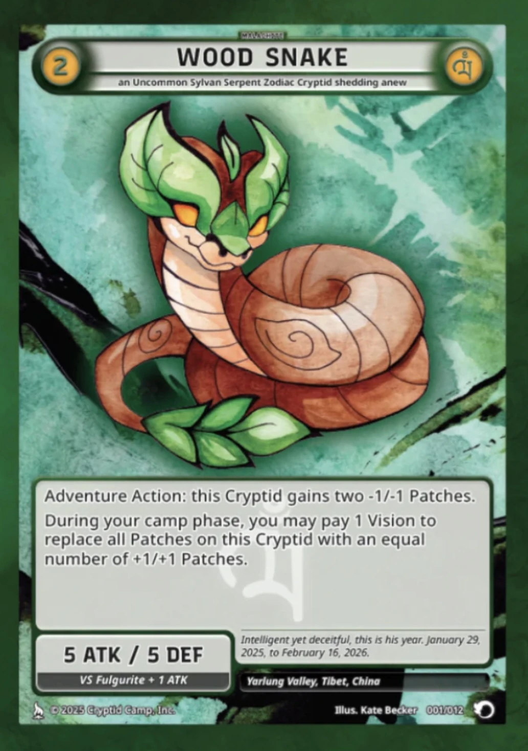 Card 1 - Wood Snake (Year 2152 Pack) | Cryptid Camp Wiki | Fandom