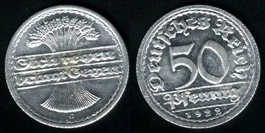 German 50 pfennig coin (Papiermark) | Currency Wiki | Fandom