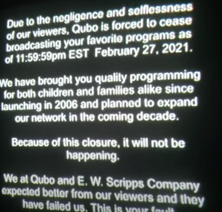 Qubo's final minutes on the air - 2/27/2021 | Cursed Videos Wiki | Fandom