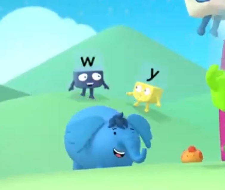 What happened to the elephant in the Alphablocks intro? | Fandom