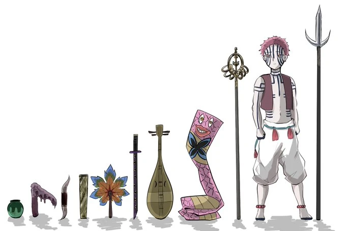 Demons and their weapons...meanwhile Akaza Cred https://www.pixiv.net ...