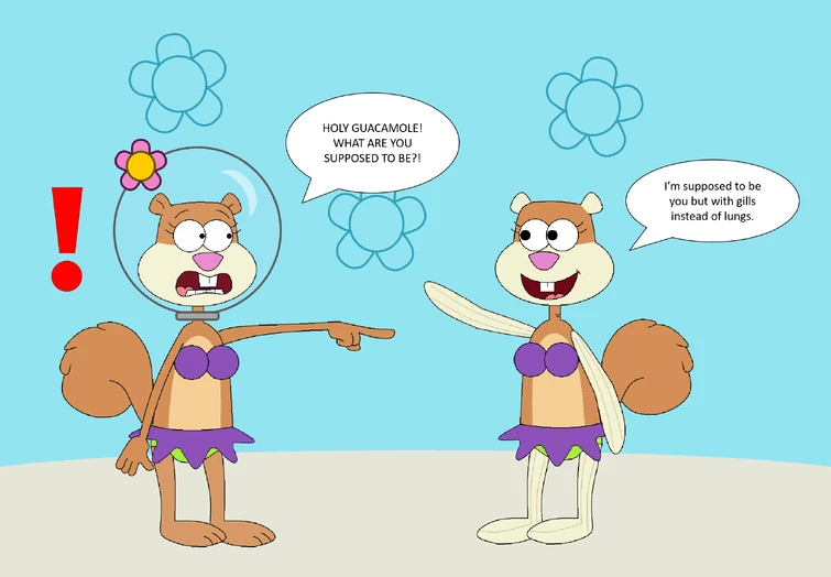 My Sandy Cheeks Fan-Art: Two Sandys: One with Lungs, One with Gills ...