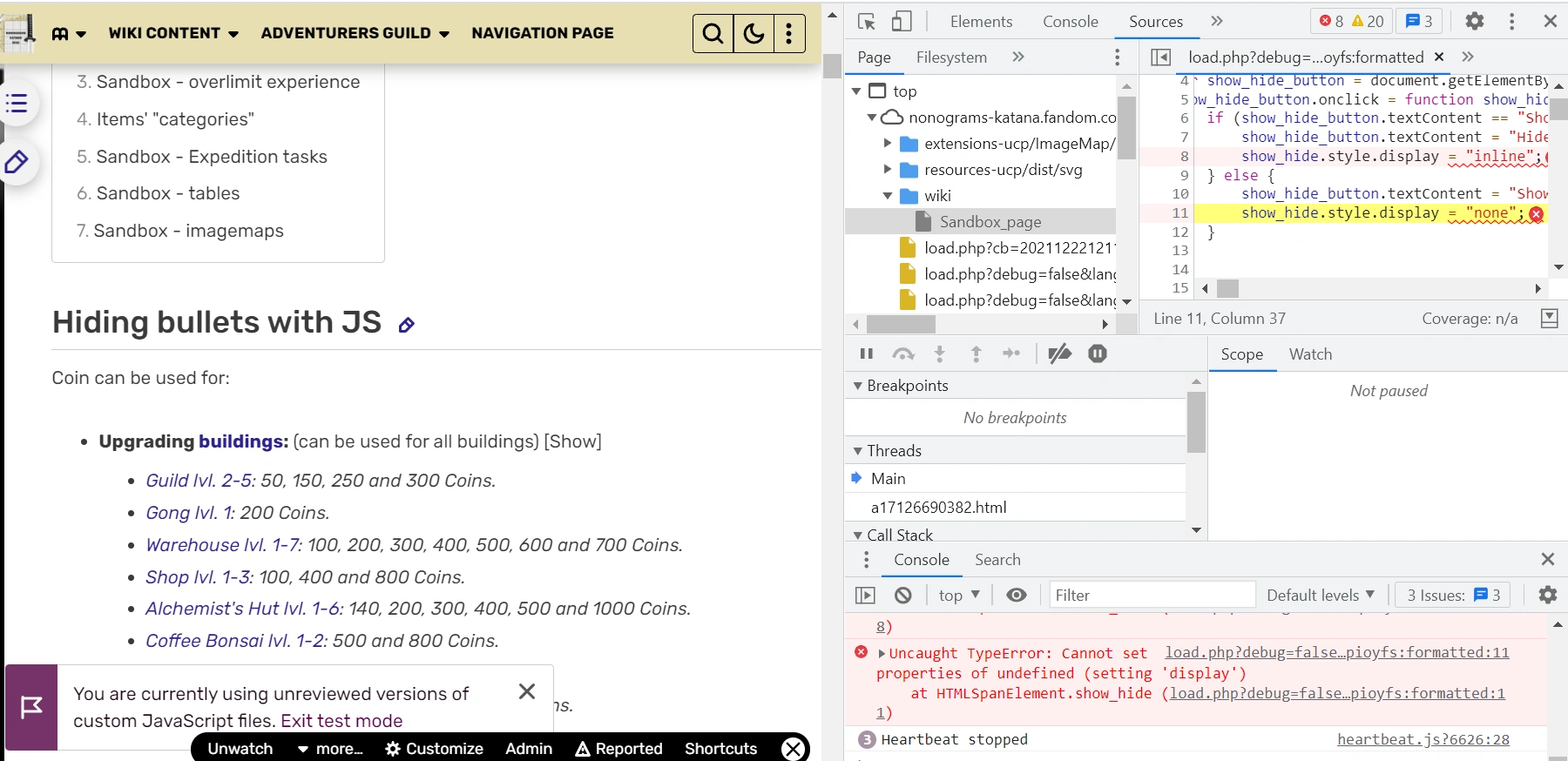 Show/hide span tags with JS | Fandom
