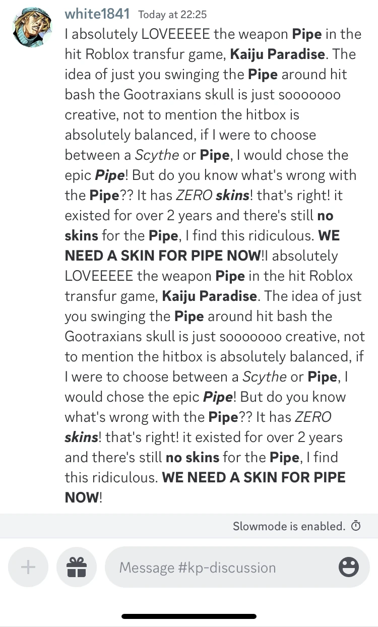 Discord guy loves Pipe in TFE Server | Fandom