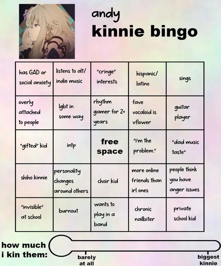 (stolen) made my own kinnie bingo | Fandom