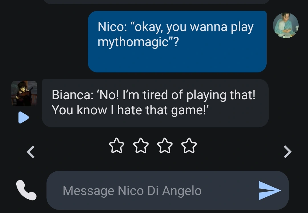 I didn't know it was cannon that Bianca hated mythomagic with a passion ...