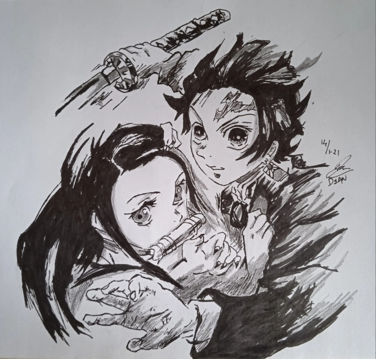 My cousin's drawing of Tanjiro & Nezuko. | Fandom