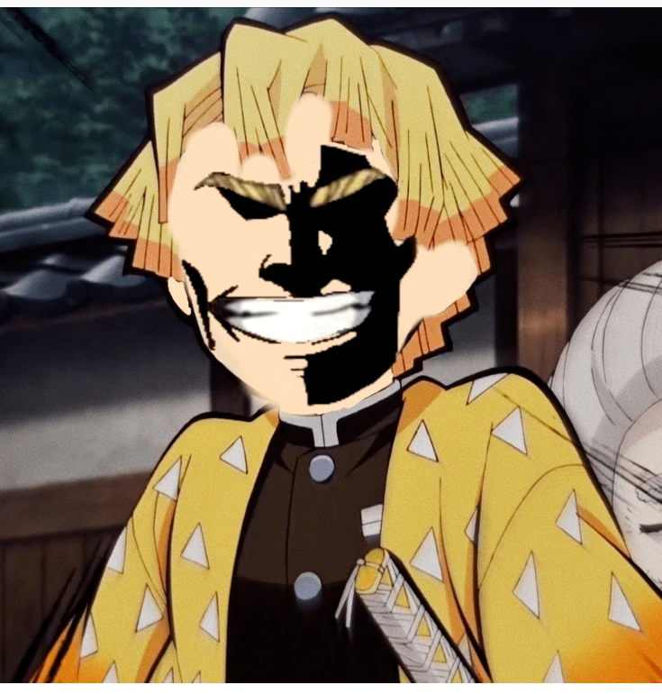 I edited Zenitsu with an all might face lol | Fandom
