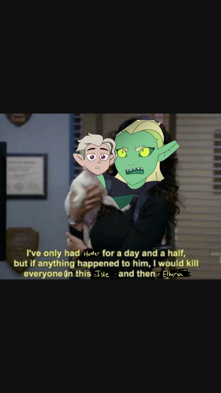 Meme I edited. Context: if DT met Hunter from TOH (TW: mentions k*lling ...