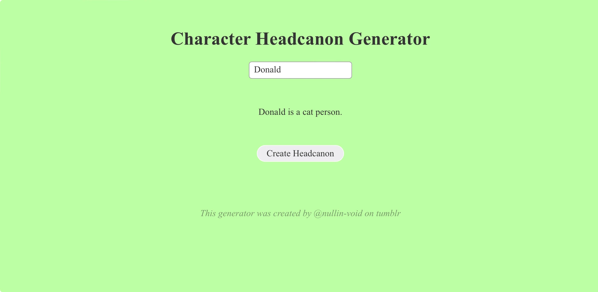 My First Go at the Character Head-canon Generator | Fandom