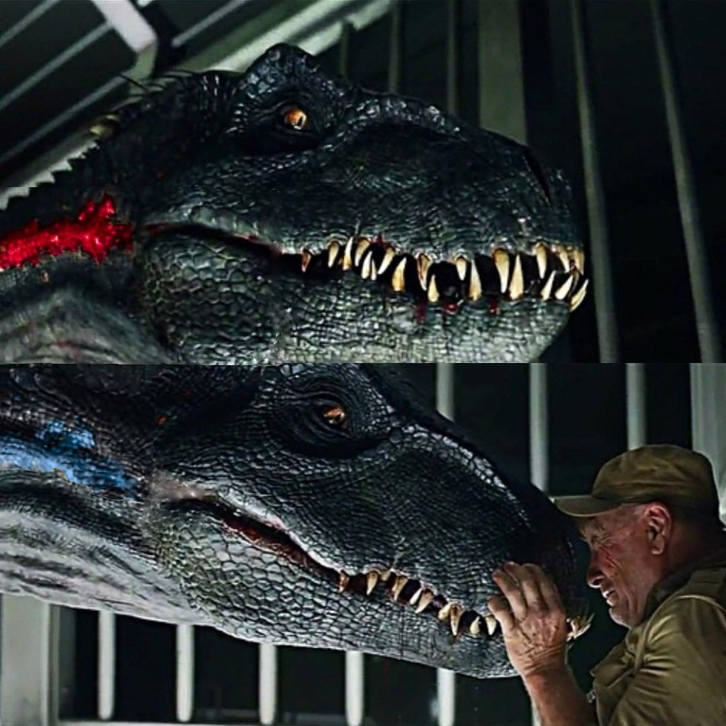 indoraptor with blue and red streak line fanart | Fandom
