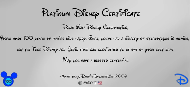 Platinum Disney Certificate | Fandom