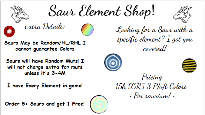 Saur Element Shop! [Selling Saurs With Specific Elements!] | Fandom