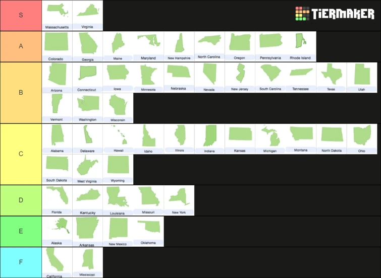 US state tierlist based on statistics ONLY | Fandom
