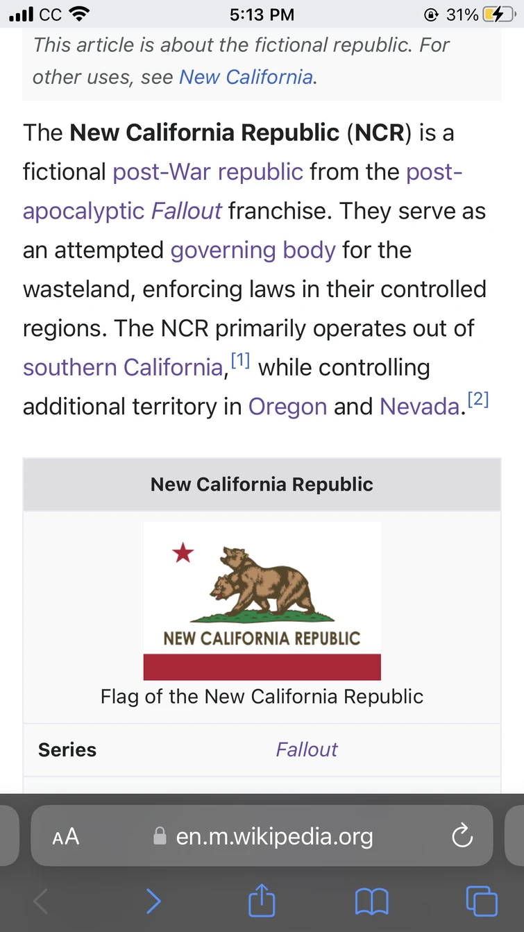 They finally made a Wikipedia article for the NCR. Previously it was ...