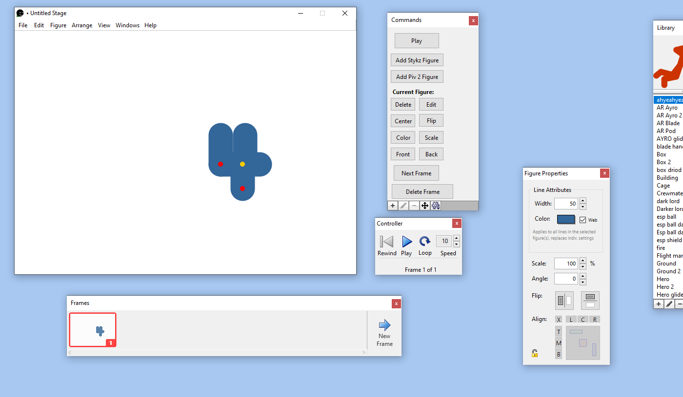 working on a rig of Four in this very old stickman animation program ...