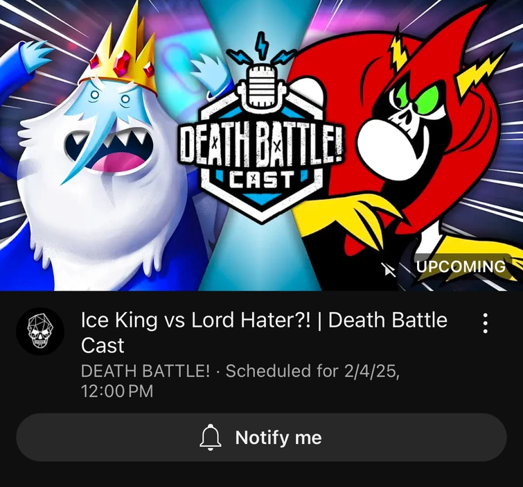 The next death battle cast is Ice King vs Lord Hater, any thoughts ...
