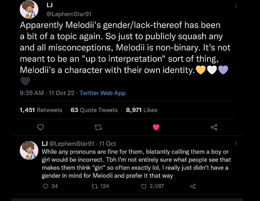 For anybody who thinks melodii isn’t non binary | Fandom