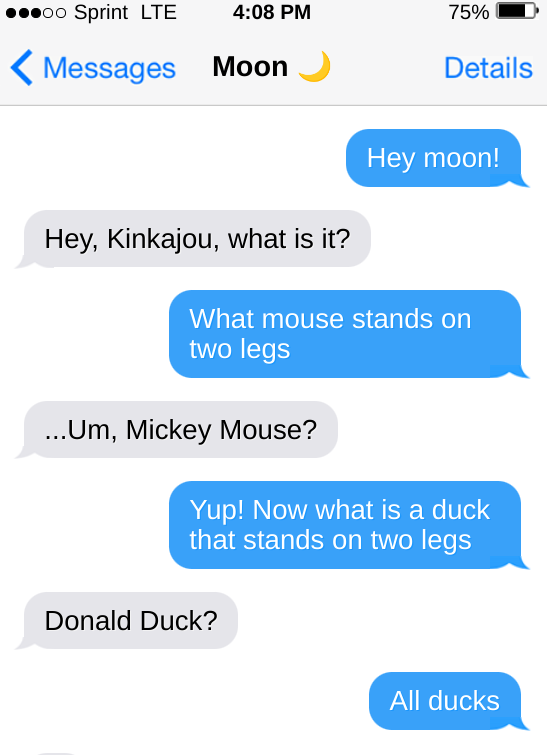 POV: Moon texting Kinkajou (WoF characters texting part 2) | Fandom