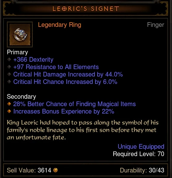 Leoric's Signet | D3Reflection Wiki | Fandom