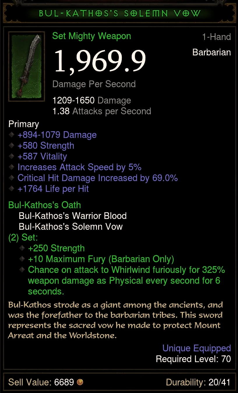 Bul-Kathos's Solemn Vow | D3Reflection Wiki | Fandom