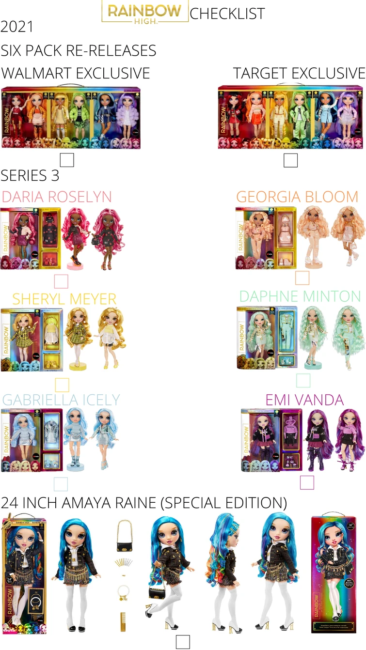 The Rainbow High Checklist I Made... | Fandom