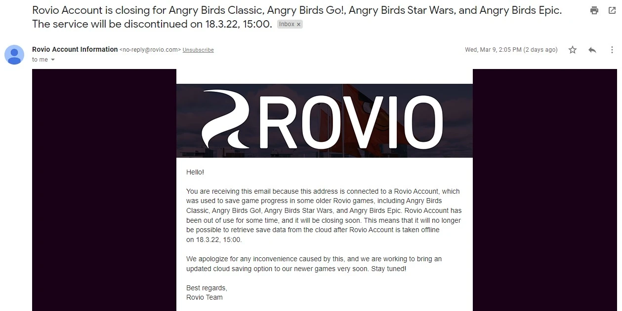 Well,no one can use the Rovio Account any more. | Fandom