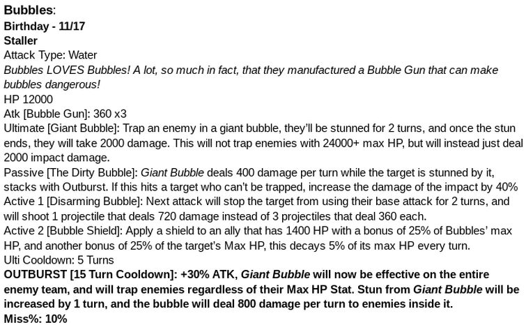 Character Overview: Bubbles | Turnium / Turn Based Game | Fandom