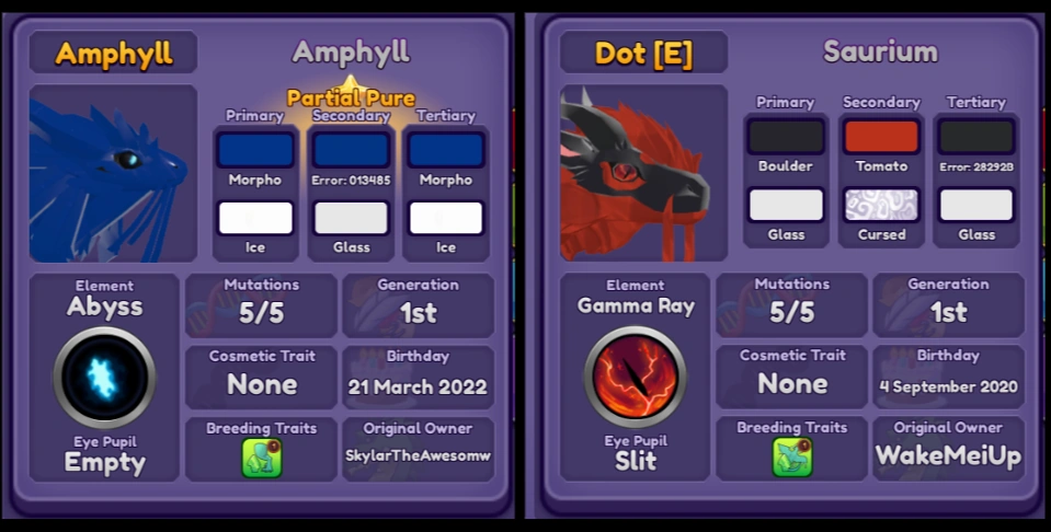 trading 1/3 error colour saur and amph and 5 astro pots for a error cos ...