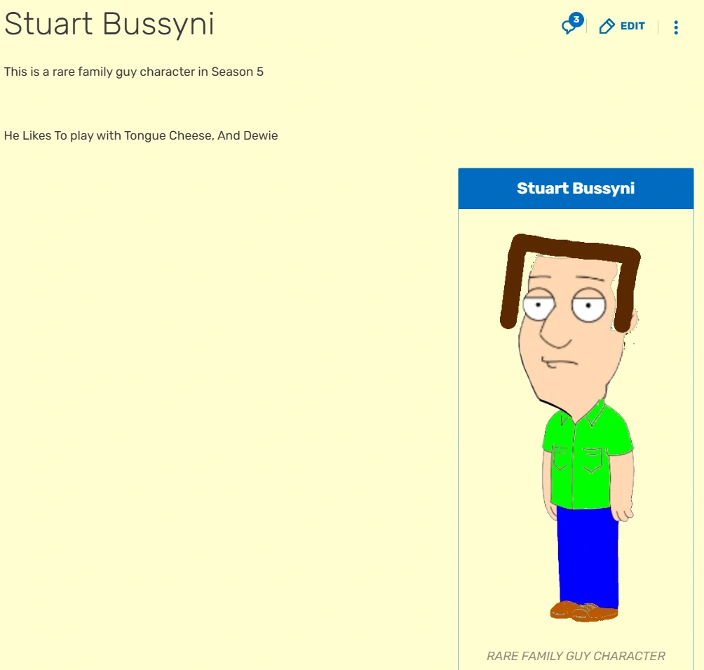 my favorite family guy character stuart bussyni | Fandom