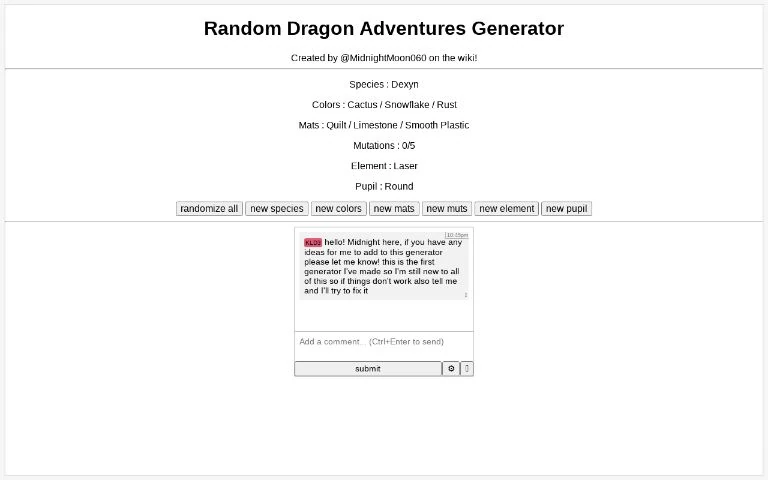 Dragon adventures random dragon generator! (with its link) | Fandom