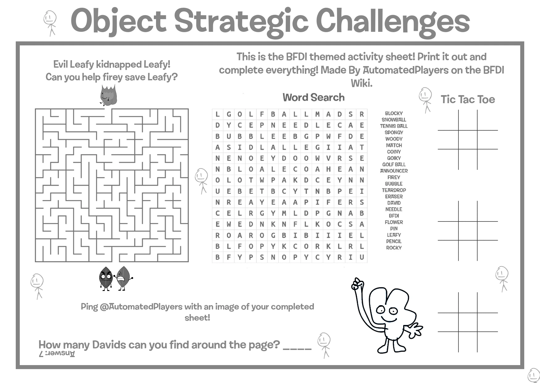 Object Strategic Challenges Weekly 1: BFDI | Fandom