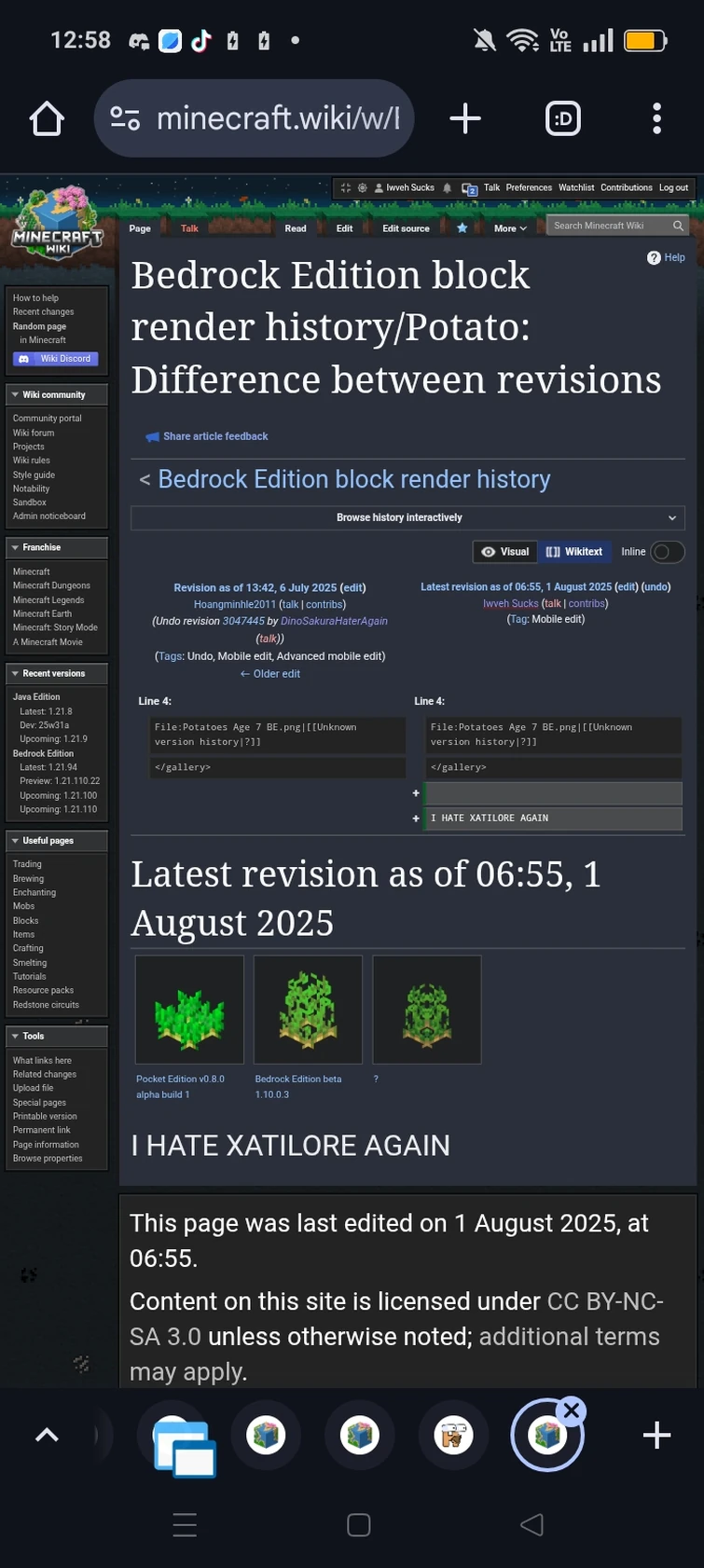what is happening in minecraft wiki? | Fandom