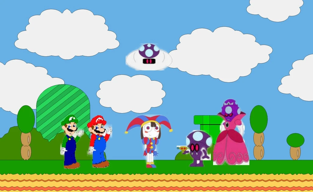 Character Kphoria : Mario & Luigi look Pomni capture Shroob UFO by ...