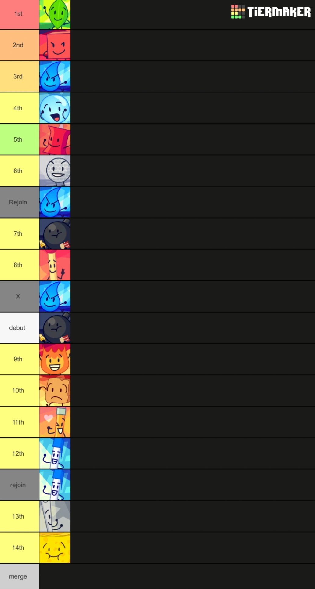 BFDI randomized elimination order | Fandom