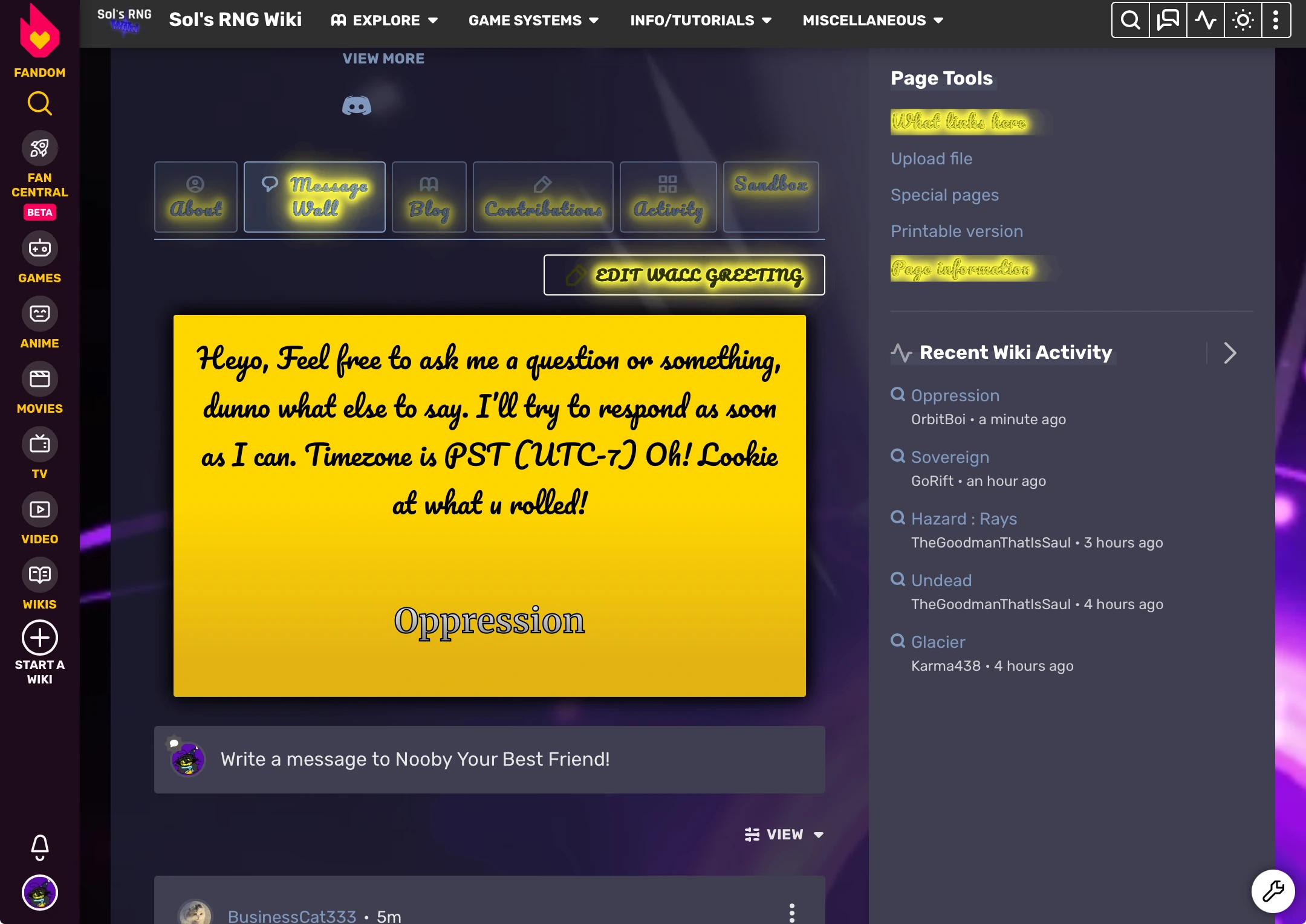 Naw, and from my own message wall? | Fandom