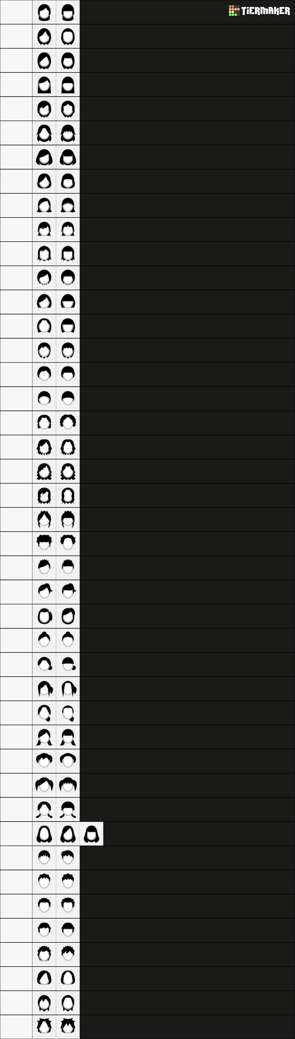 Copy, paste, and make changes to that hair list: | Fandom