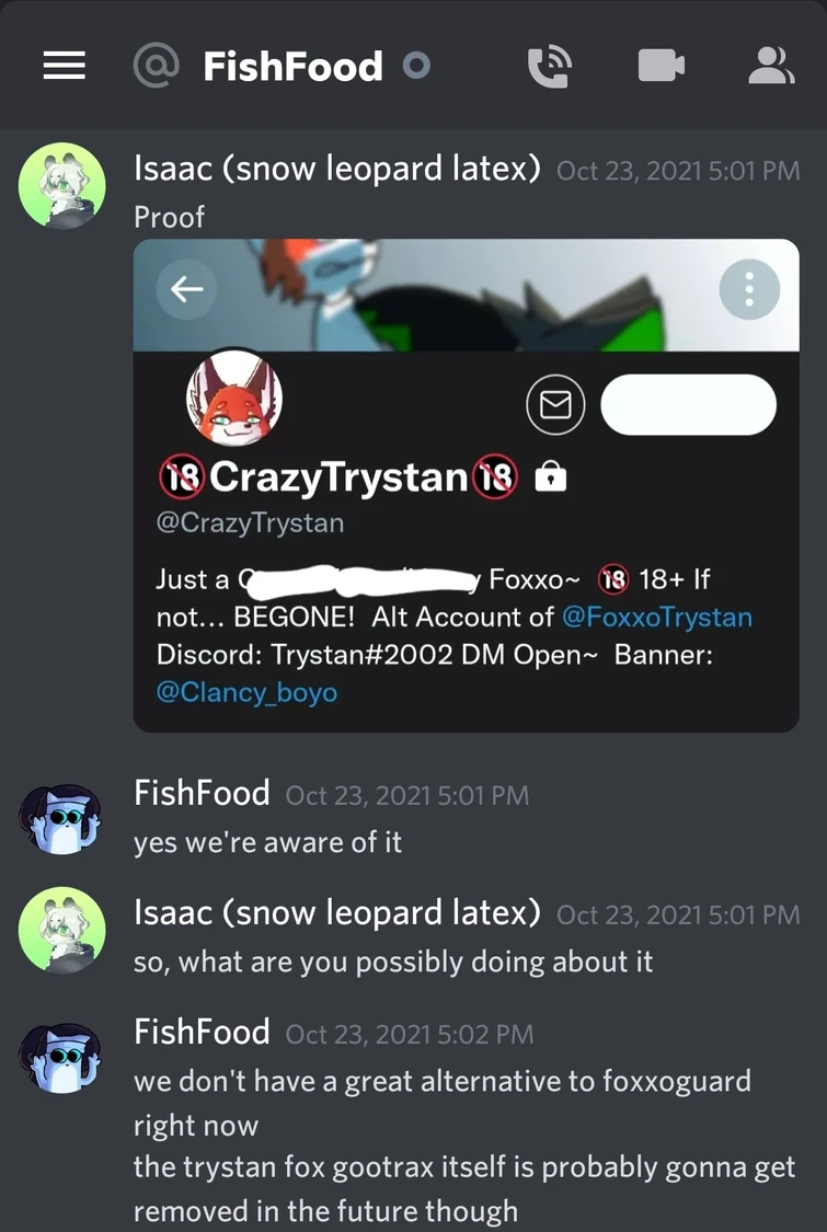 I heard the cola fox is getting removed because of Trystan being like ...