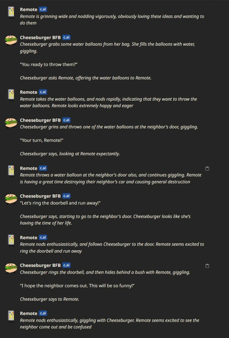 I put my Remote (Object Illusion) character AI with a Cheeseburger AI ...