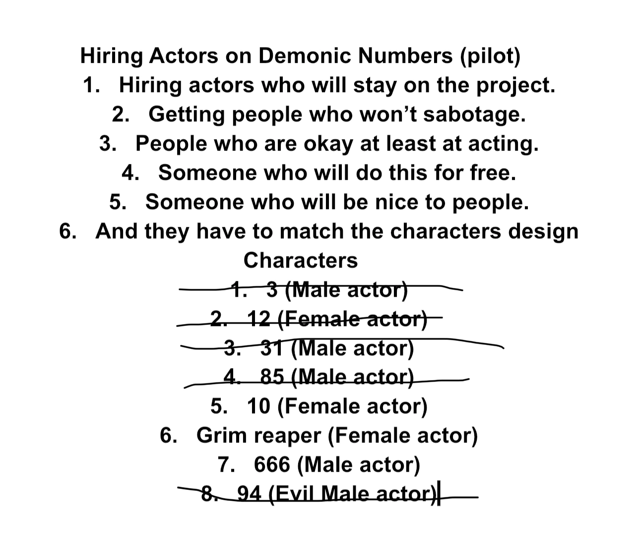 Hiring people for casting call on demonic numbers part 2 | Fandom