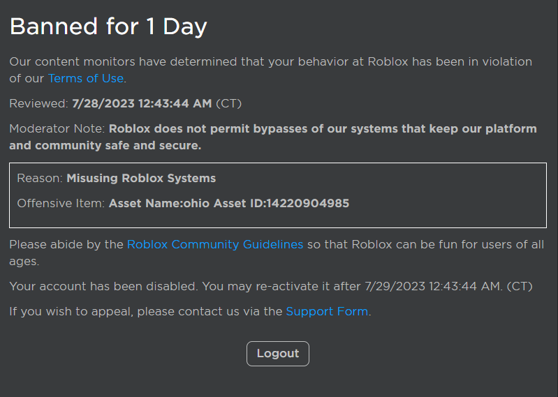 New ban message? | Fandom