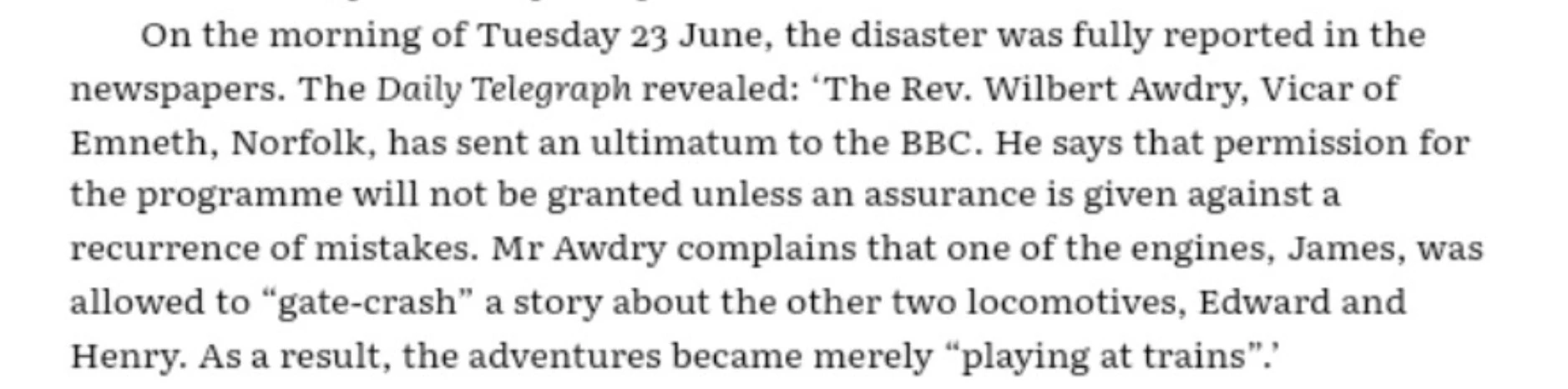 Wait... So James derailed during the production of The sad story of ...
