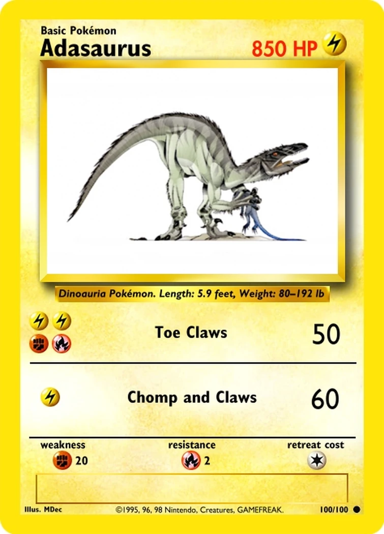 Pokemon Dinosaur card part 1: Adasaurus | Fandom