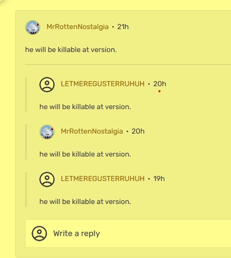 he will be killable at version. | Fandom
