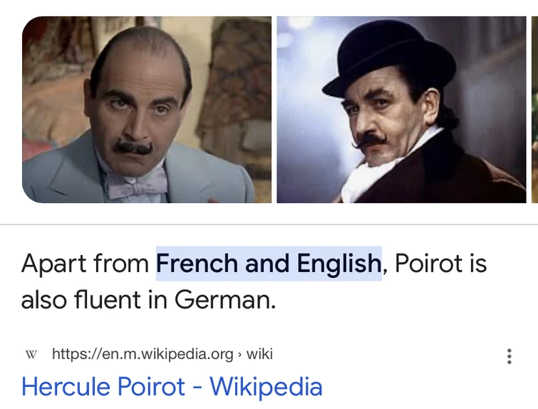 Does Hercule Poirot ever speak Dutch? | Fandom