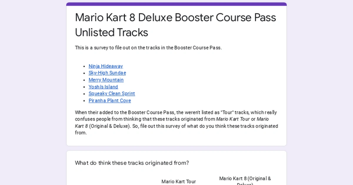 Mario Kart 8 Deluxe Booster Course Pass Unlisted Tracks Survey | Fandom
