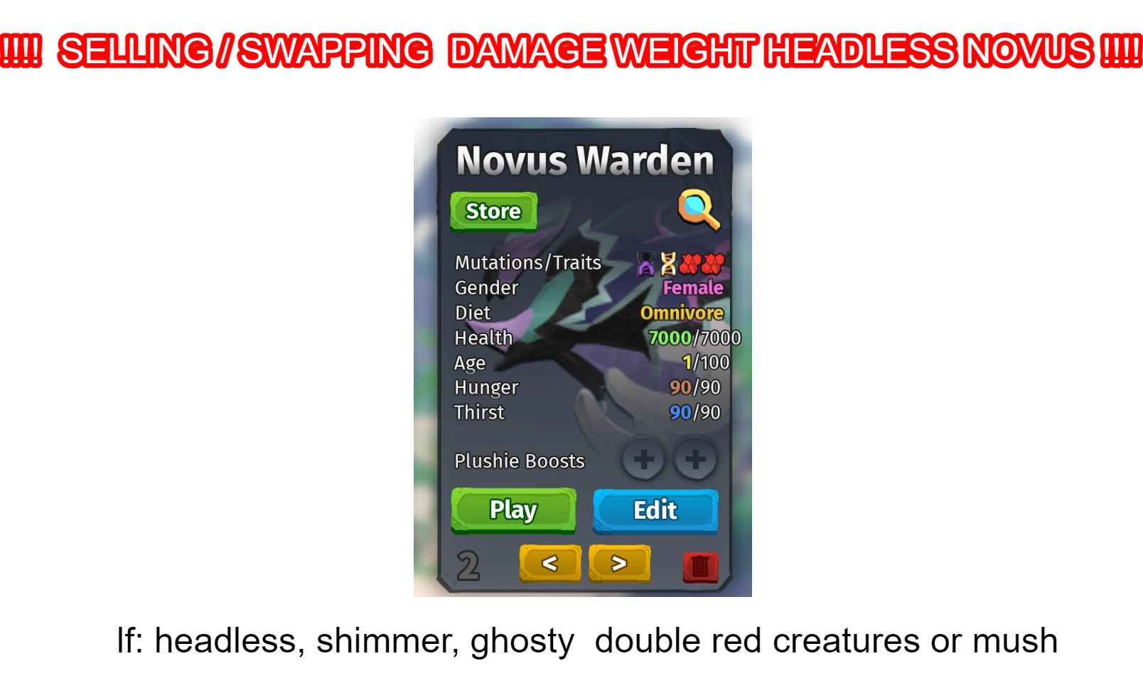 swapping / selling headles dbl red novus | Fandom