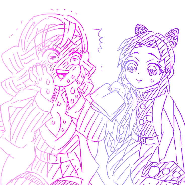 Shinobu and Mitsuri manga panel I colored (kinda) | Fandom