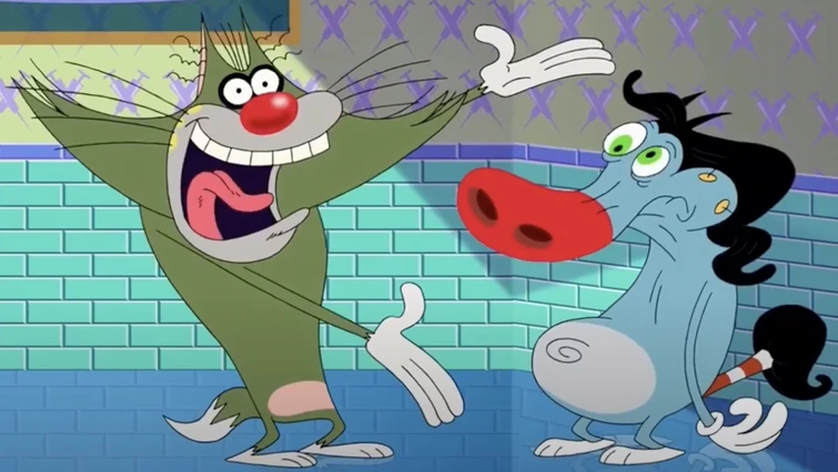 Why does Oggy hugely resemble Stimpy in this scene | Fandom